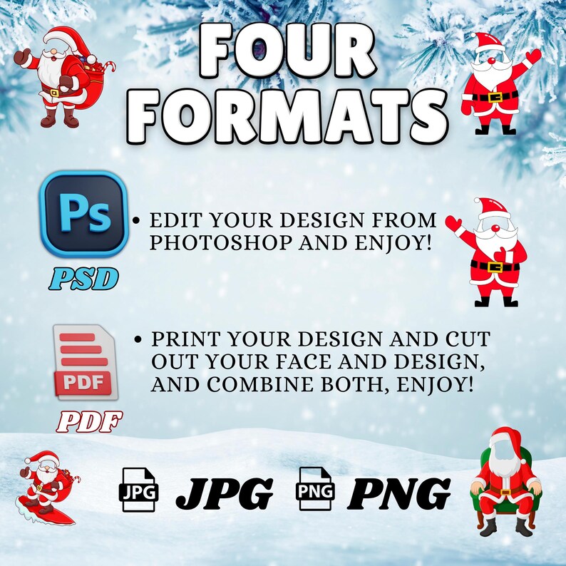 Santa Add-your-face Christmas Photo Cutout Bundle – 35+ Face-in-hole ...