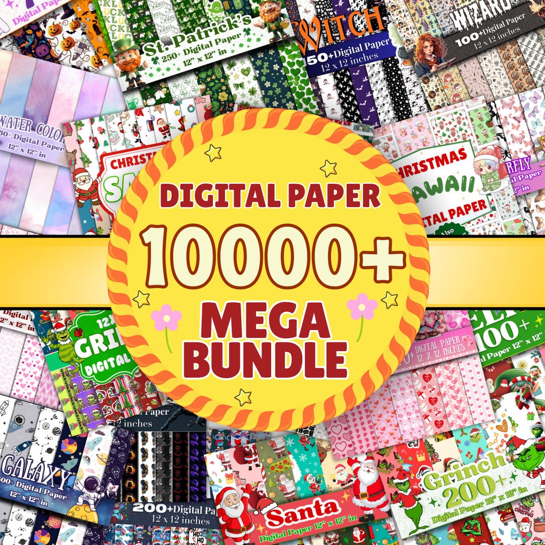 Digital Paper Mega Bundle – 10000+ 12x12 Seamless Patterns, Christmas ...