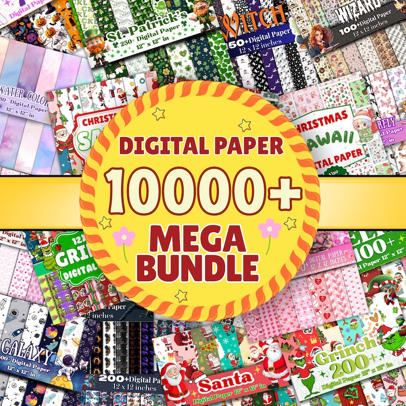Digital Paper Mega Bundle – 10000+ 12x12 Seamless Patterns, Christmas ...