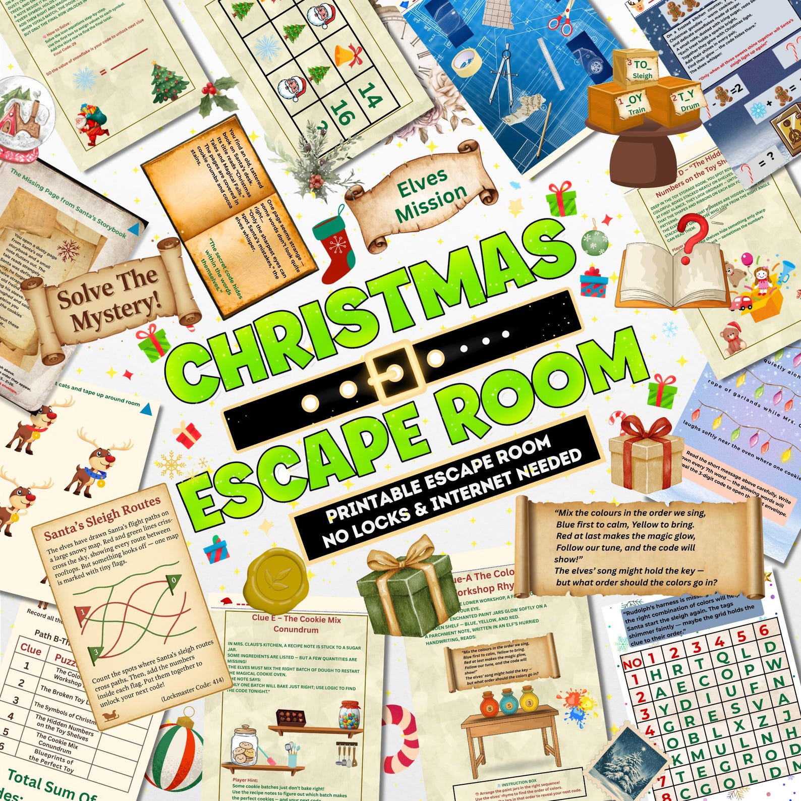 Christmas Escape Room Printable – Save Santa DIY Puzzle Kit | At-home ...