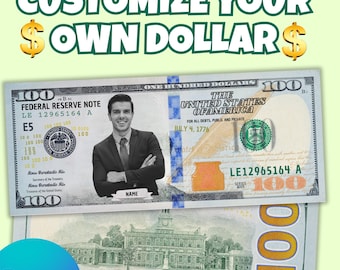 Custom 100 Dollar Bill Canva Template – Editable Photo Money, Front and ...