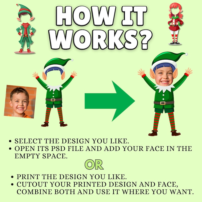 Christmas Elf Photo Templates, Add Your Face, 150+ PNG - Etsy