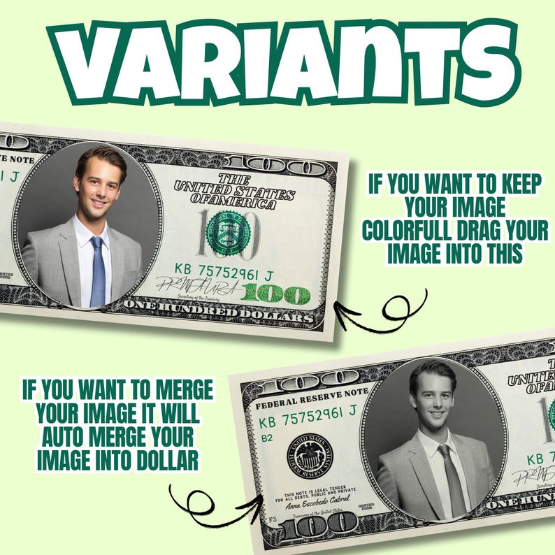 Custom Dollar Bill Canva Template Add Your Face and Name Editable ...