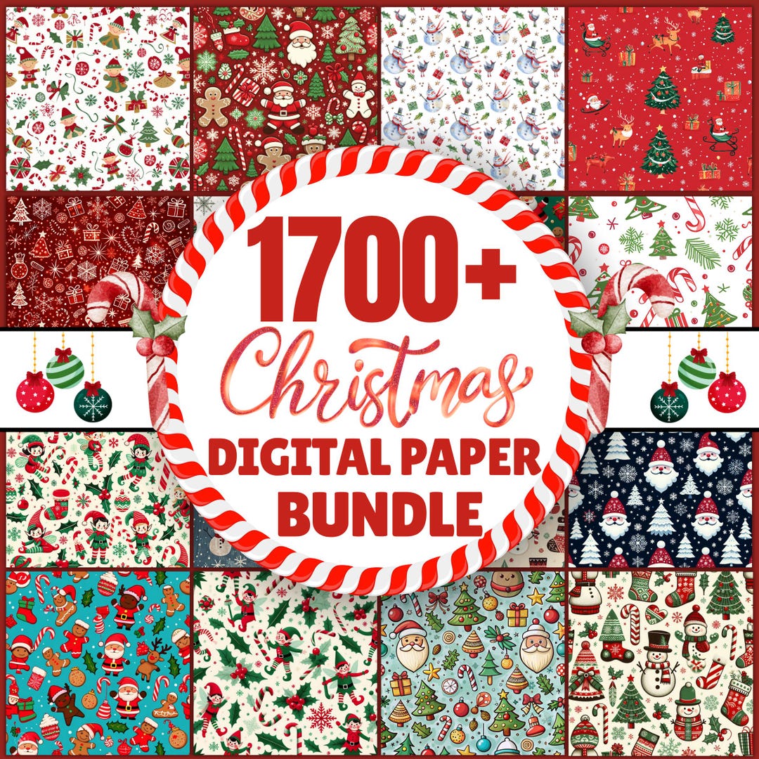 Christmas Digital Paper Bundle, 1700+ Designs, Seamless Patterns ...