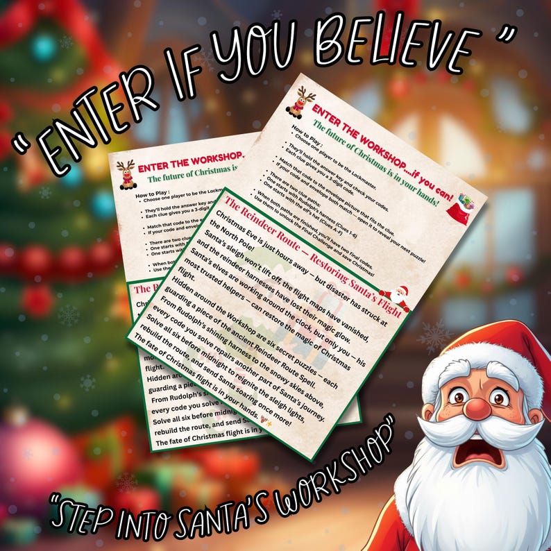 Christmas Escape Room Printable – Save Santa DIY Puzzle Kit | At-home ...