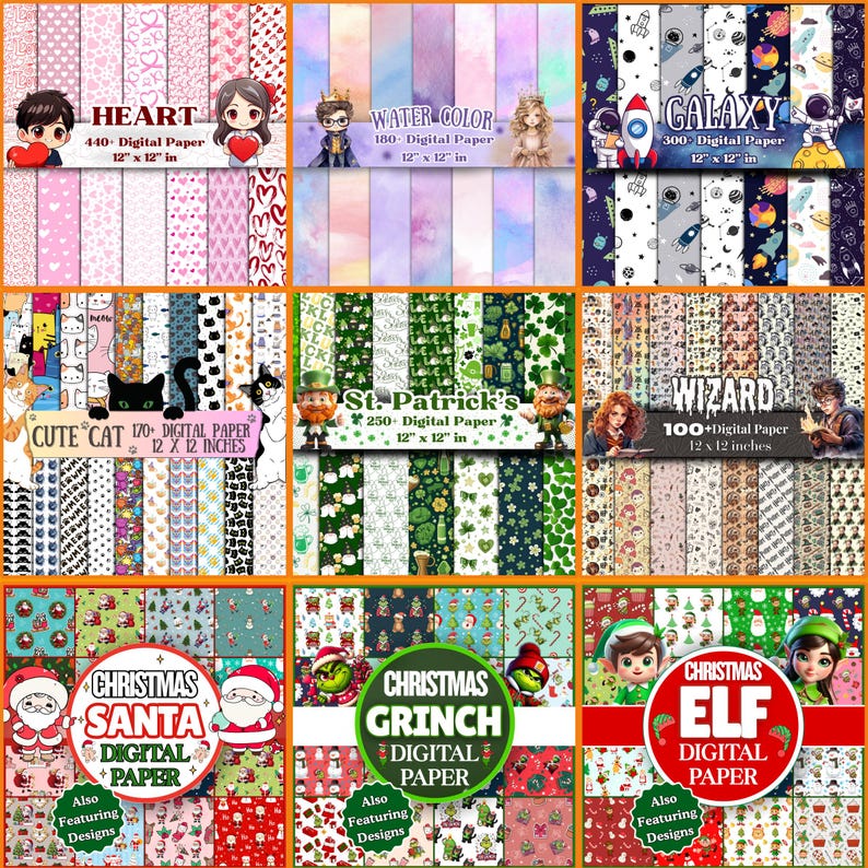 Digital Paper Mega Bundle – 10000+ 12x12 Seamless Patterns, Christmas ...
