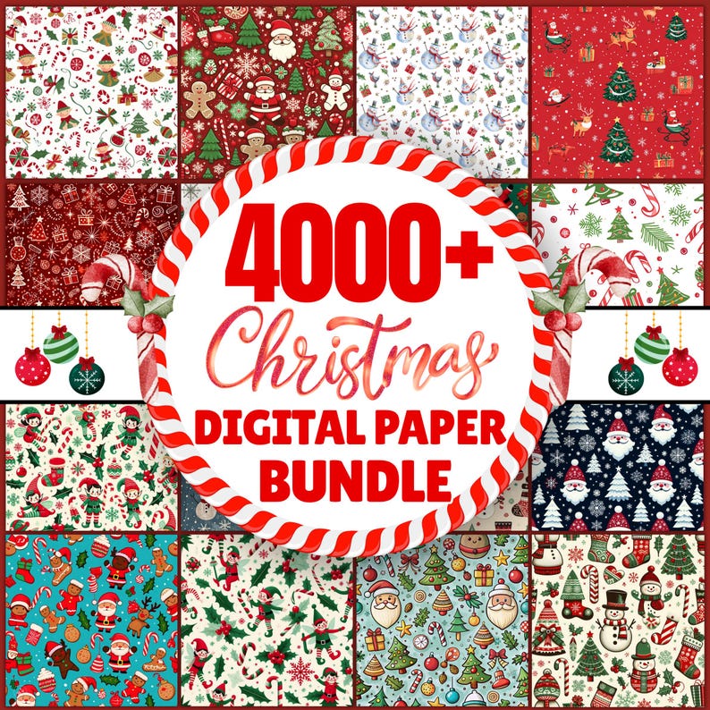 Digital Paper Bundle, 4000+ Christmas Seamless Patterns & Backgrounds ...