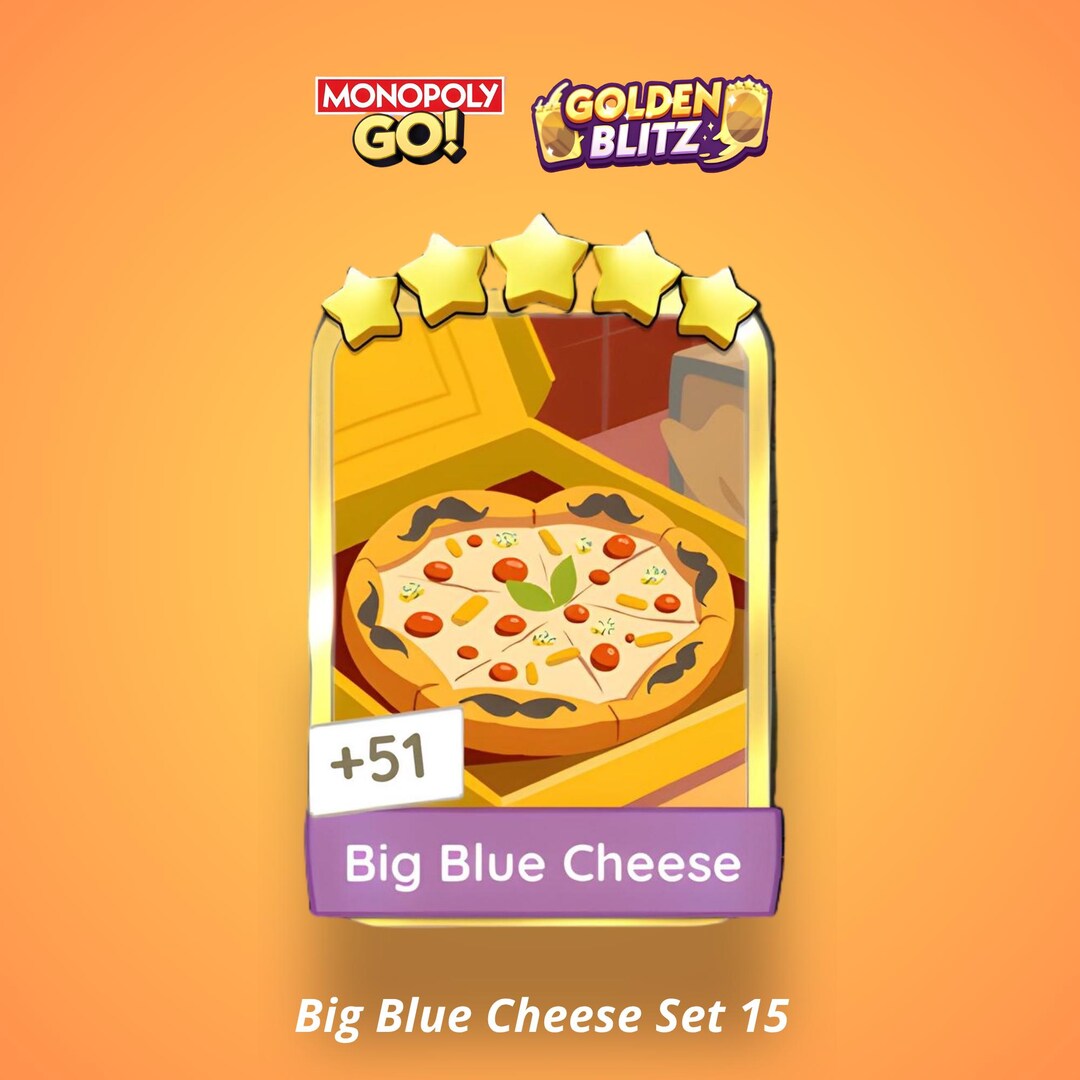 Monopoly GO Big Blue Cheese Set 15 Golden Blitz Sticker - Etsy