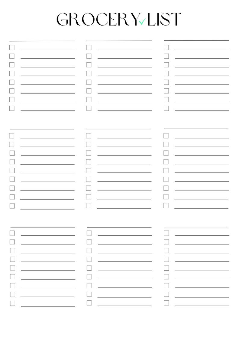 Simple Shopping Lists With Checkboxes: Grocery List PDF - Etsy