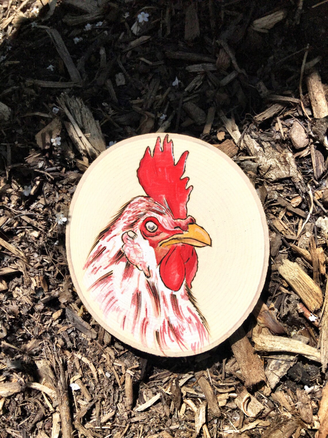 Rooster Coaster Set of 4 - Handpainted and Woodburned on Maple Tree ...