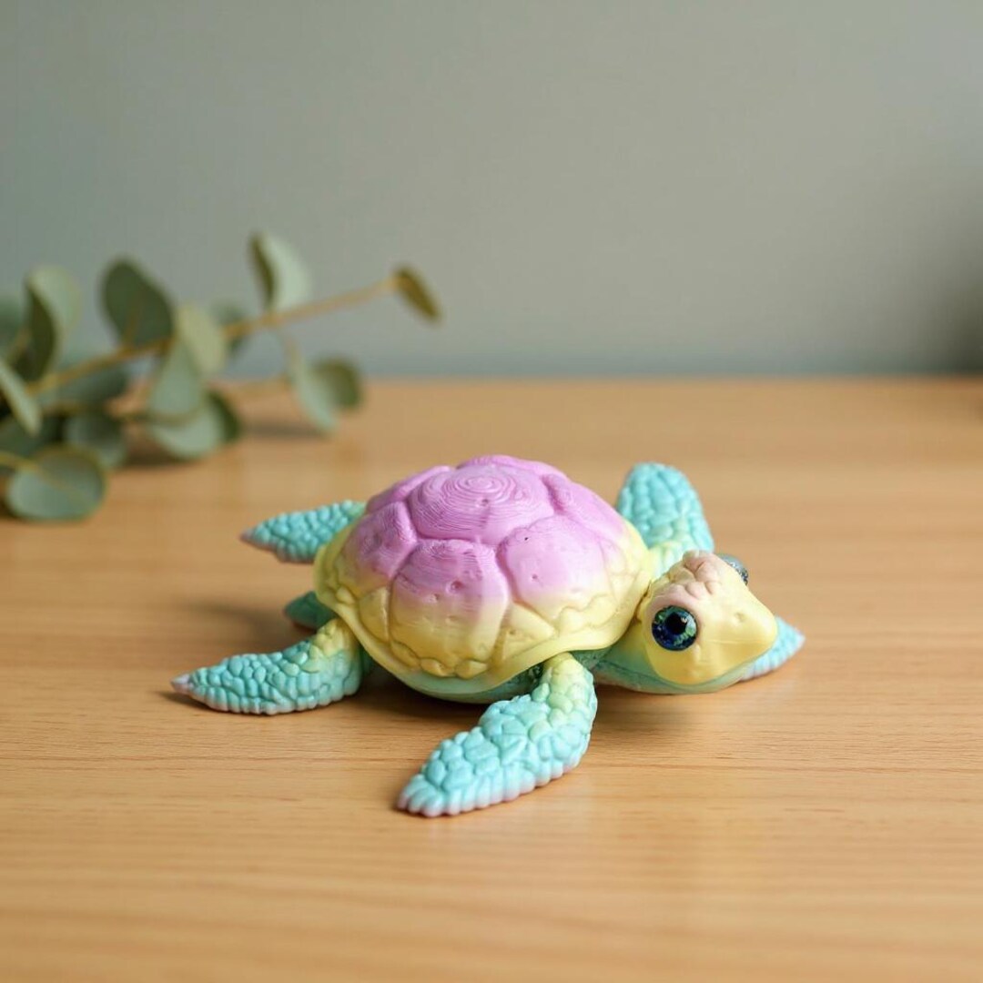 3D Printed Articulated Sea Turtle | Flexible Fidget Toy | Movable Ocean ...