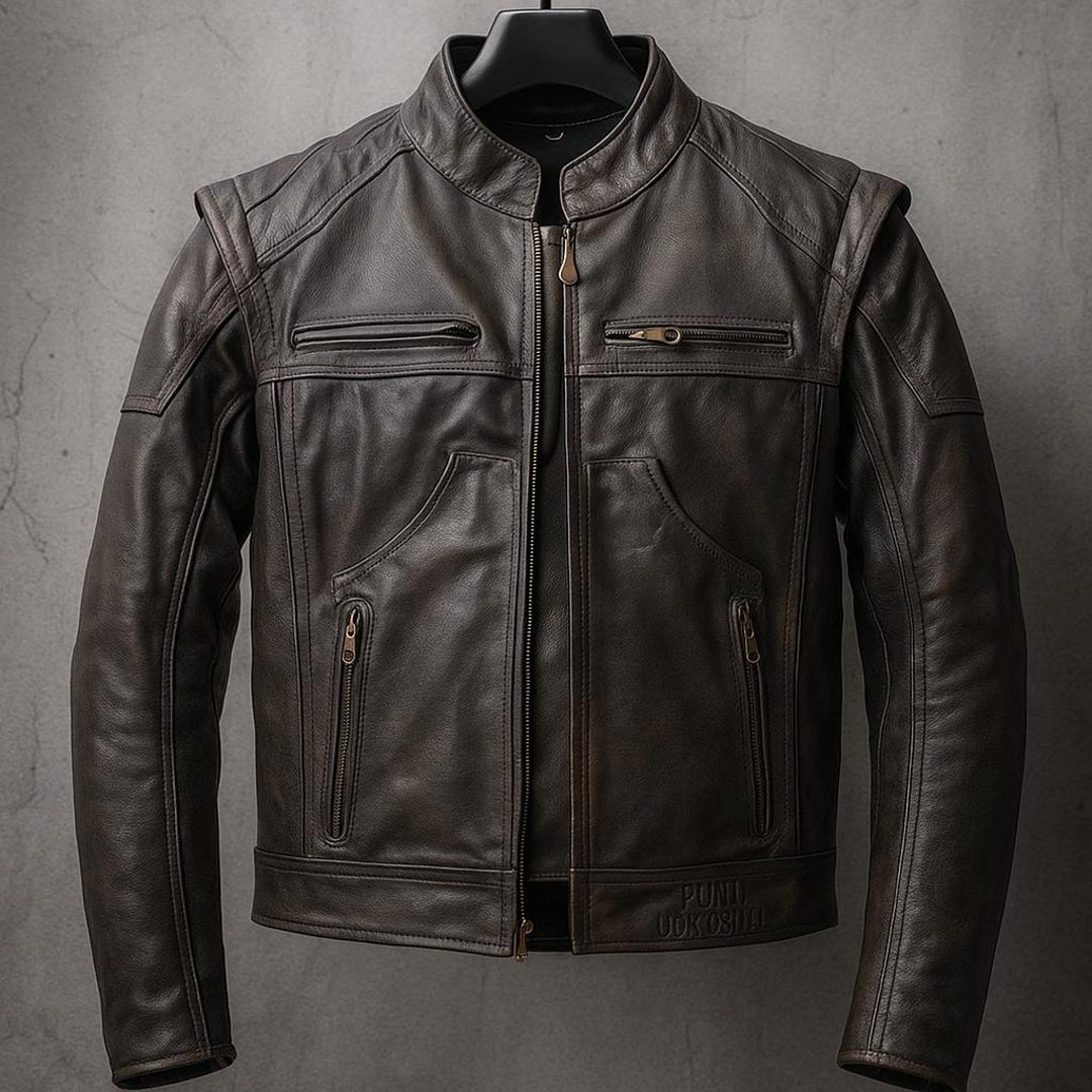 Custom Made Convertible Genuine Cow Leather Embossed Logo Biker Jacket ...