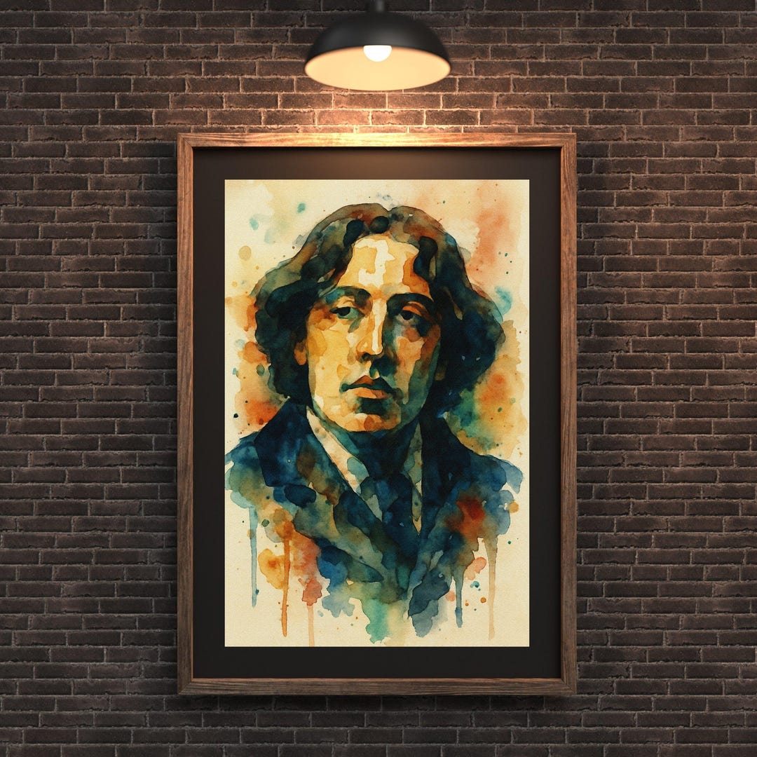 Oscar Wilde Poster - Watercolor Portrait Digital Print, Irish Printable ...