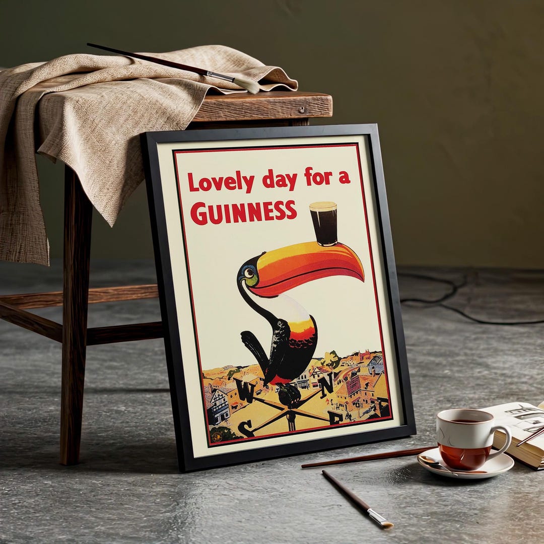 Guinness Toucan Poster – Vintage Beer Advertisement Wall Art, Retro ...