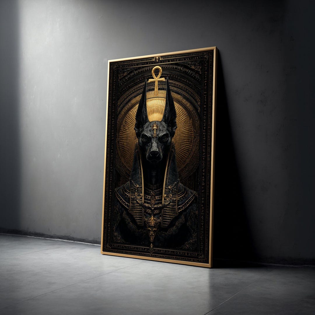 Egyptian Anubis God Canvas Wall Art, Mystical Ancient Mythology ...