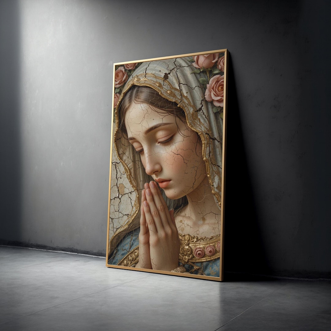 Lienzo de la Virgen María en oración, retrato religioso, decoración ...