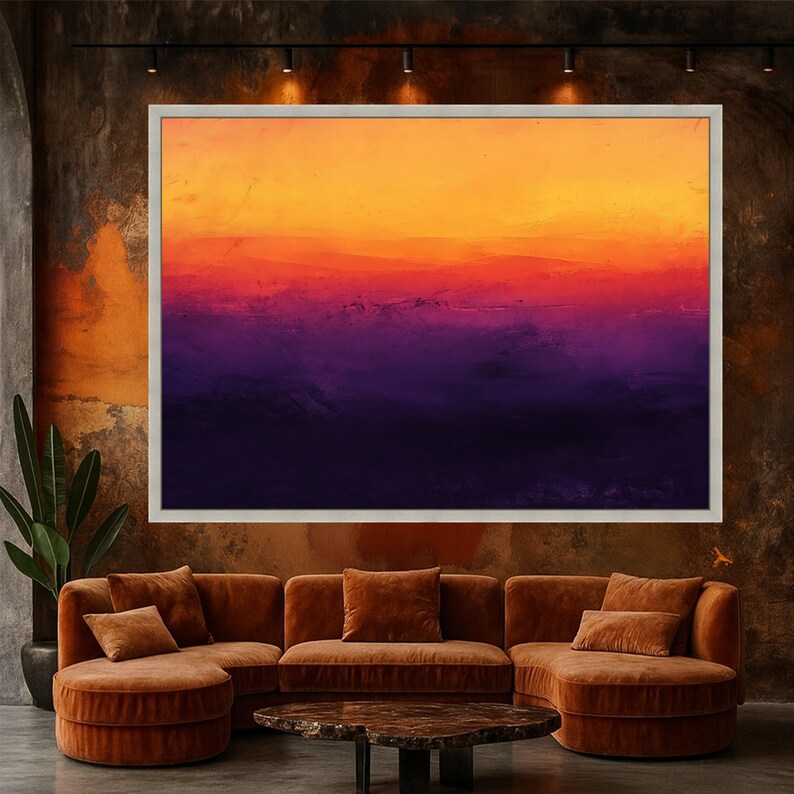 Abstract Sunset Gradient Canvas Wall Art, Modern Color Field Painting ...
