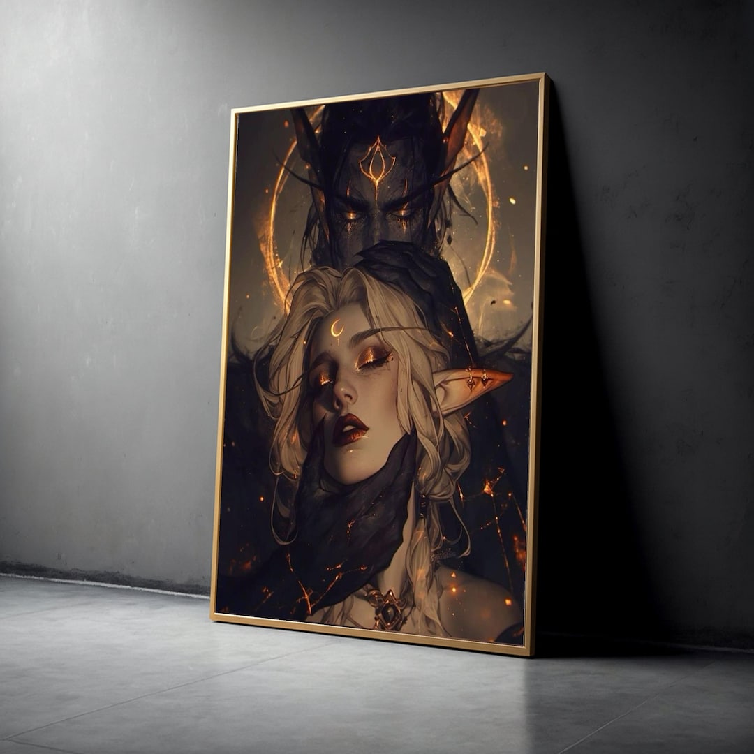 Enchanted Elven Lovers Canvas, Fantasy Wall Art, Magical Dark Art ...