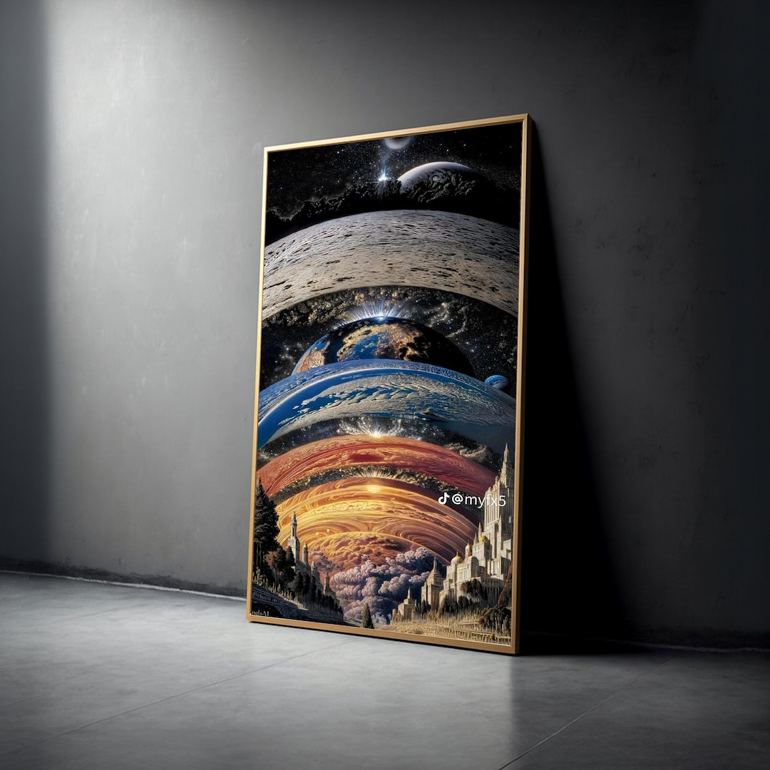 Cosmic Layers of Planets, Surreal Space Canvas Art, Outer Space Wall ...