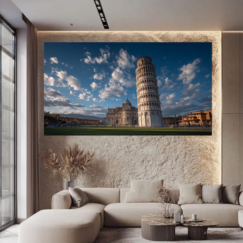 Iconic Leaning Tower of Pisa Canvas, Historic Italian Landmark Wall Art ...