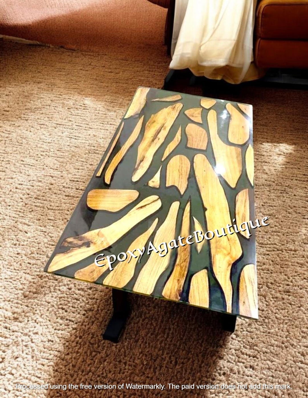 Live Edge Acacia Wood Epoxy Table: Handmade Black Resin Dining Table - Etsy