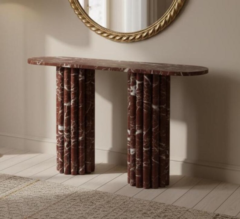 Handmade Rosso Levanto Marble Console Table: Italian Design - Etsy
