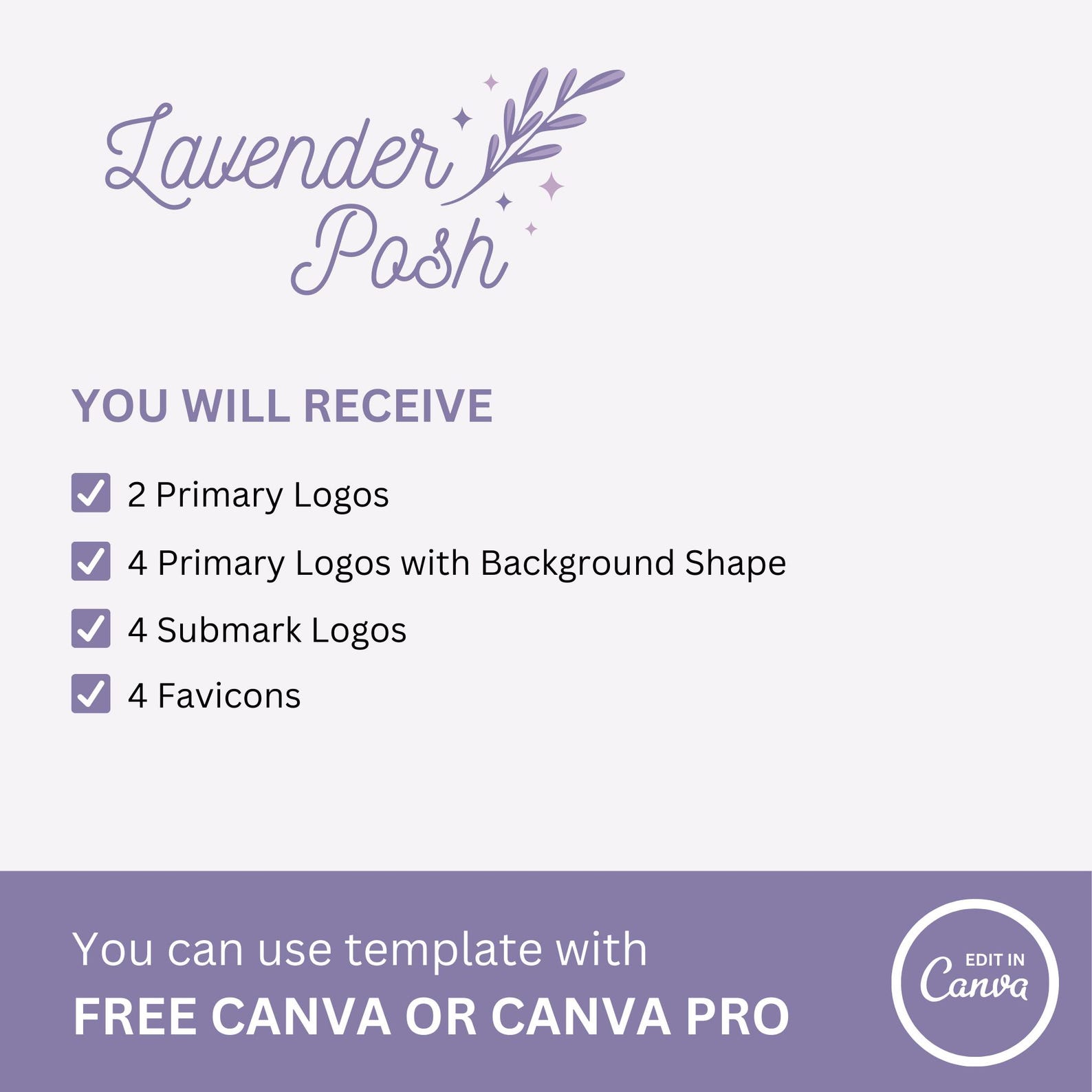 Editable Logo in Canva Lavender Posh Purple Color Aesthetic Logo Design ...