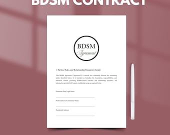 BDSM Contract Printable | Dominant & Submissive Agreement | Kinky ...