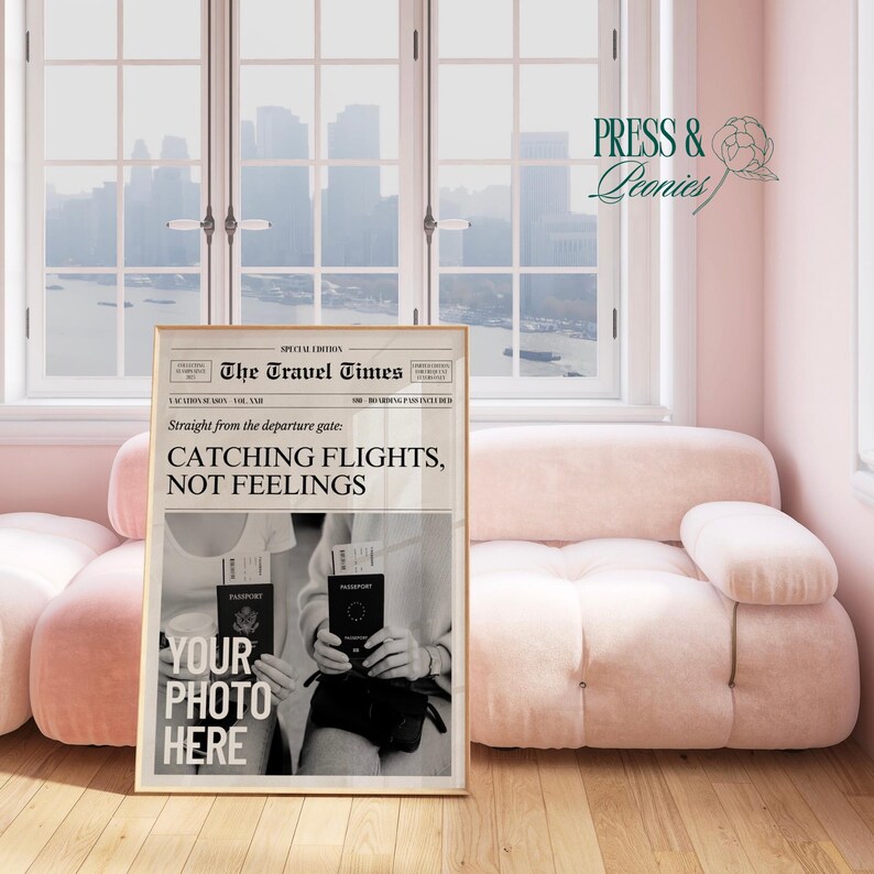 Personalized Travel Newspaper Poster – Custom Printable Wall Art With ...