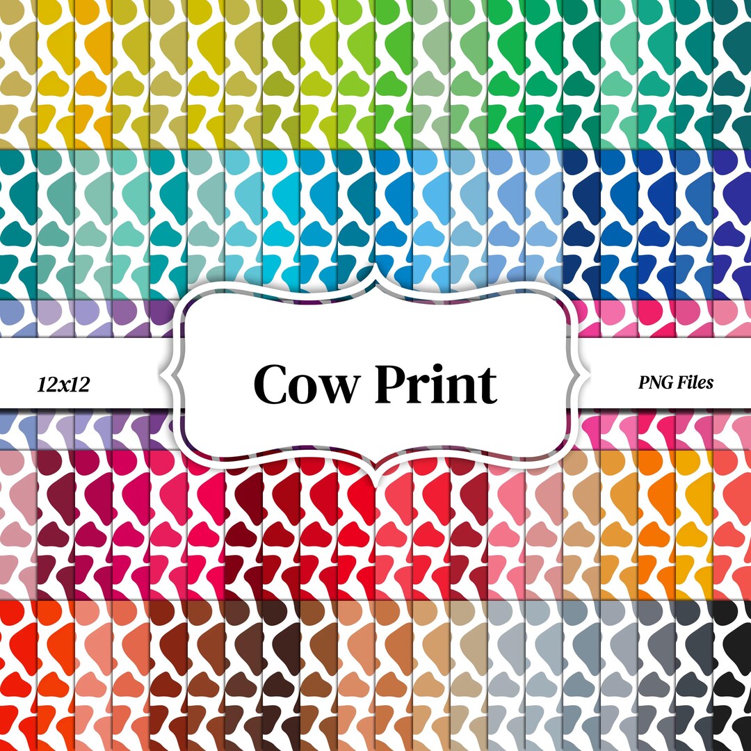 100 Rainbow Cow Print Digital Paper: Cowhide Patterns (digital Download ...