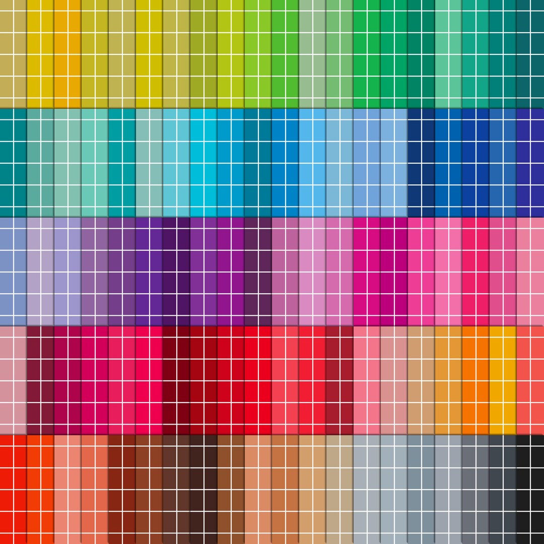 200 Seamless Grid Digital Paper Bundle: 100 Colors (12x12, PNG, 300 Dpi ...