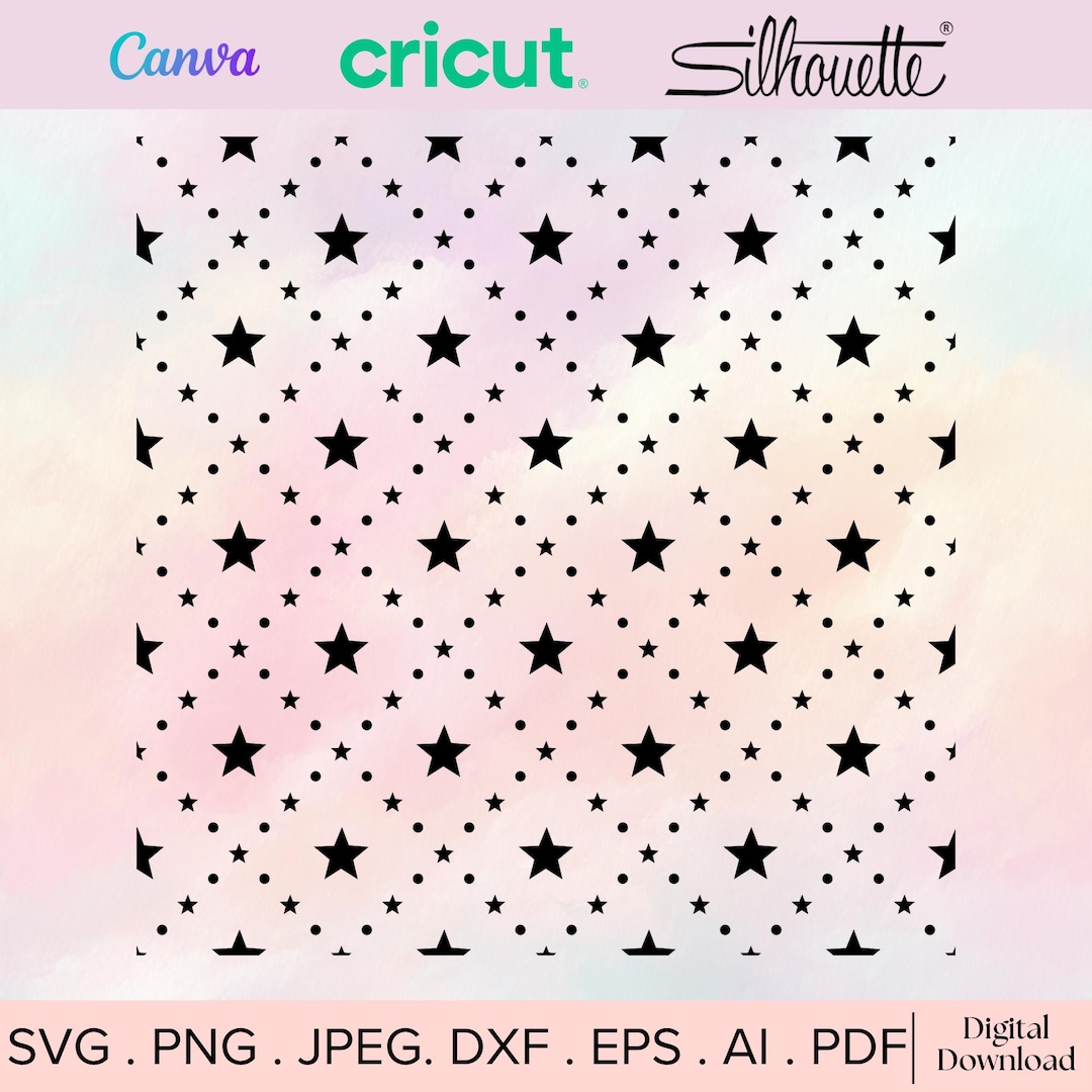 Seamless Stars Pattern Svg, Cut File Cricut, Silhouette, Png Jpeg Ai ...