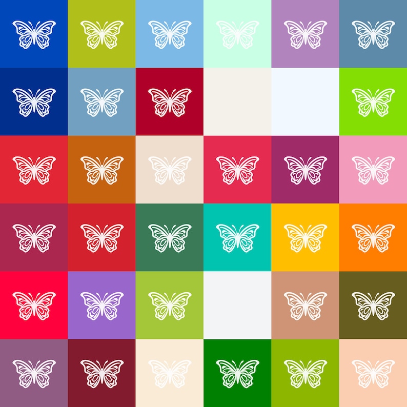 100 Solid Color Butterfly Clip Art, Rainbow Colorful Butterfly Clipart ...