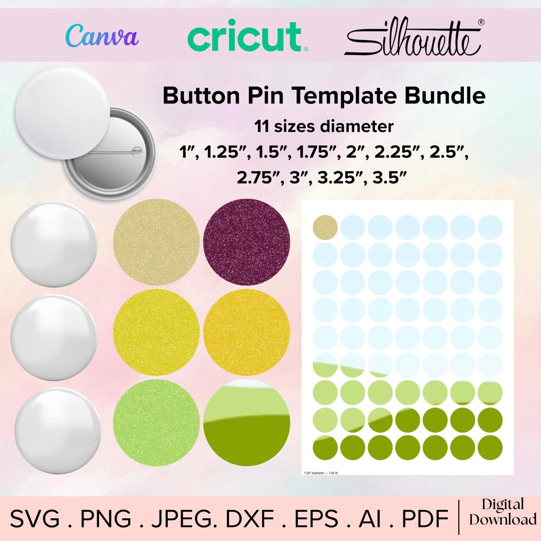 Button Pin Template Bundle: Canva Editable Badge Circle Labels - Etsy