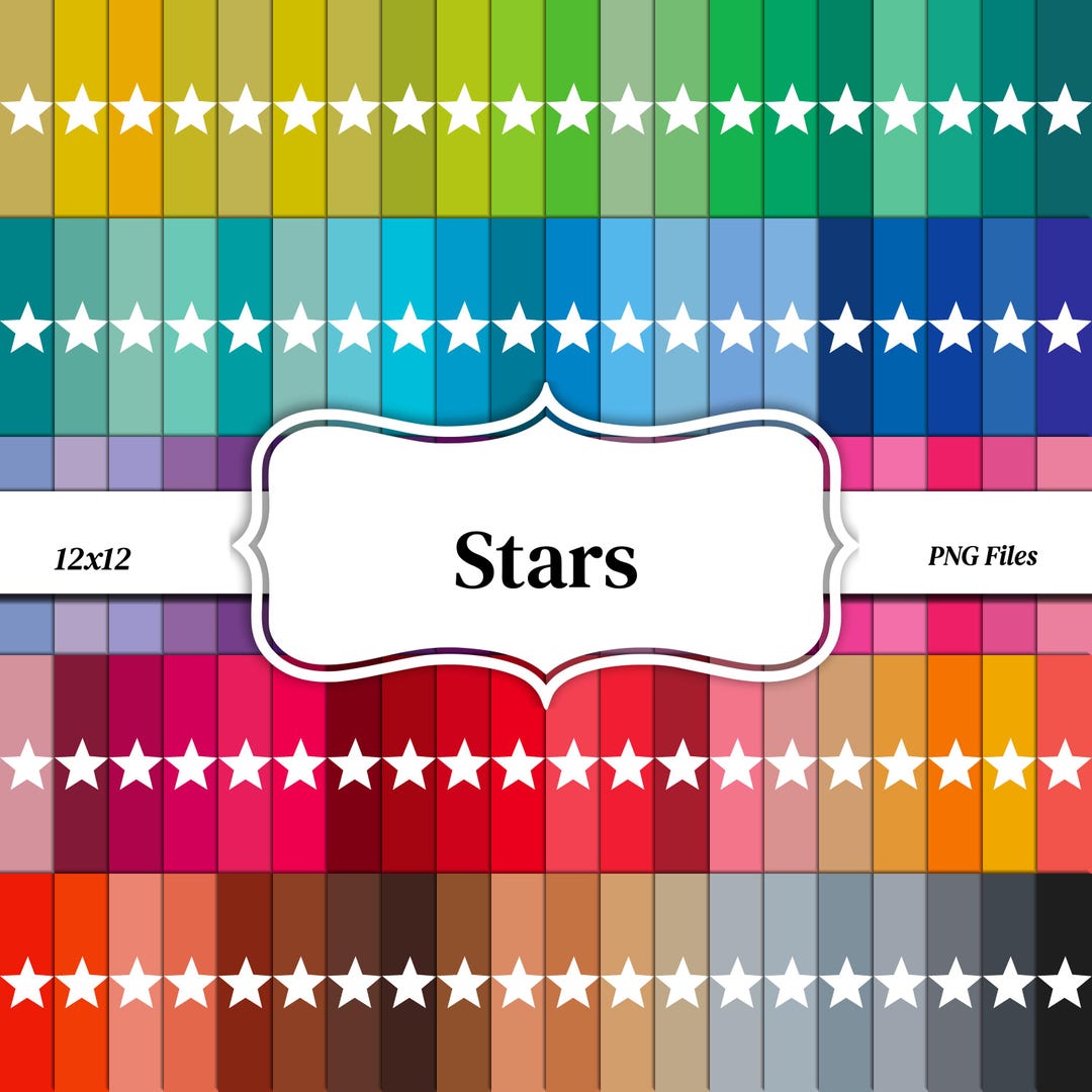 Stars Pattern Digital Paper Bundle: 100 Colors (12x12, PNG, 300 Dpi) - Etsy