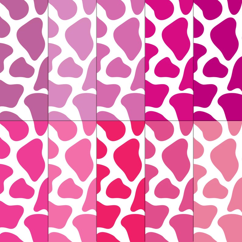 100 Rainbow Cow Print Digital Paper: 100 Seamless Cowhide Patterns ...