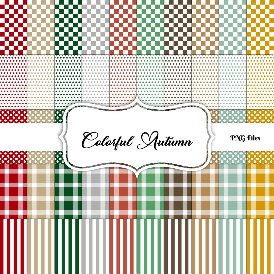 100 Colorful Autumn Digital Paper Pack: 100 Seamless Designs (PNG ...