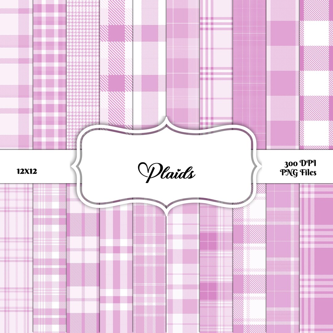 Pink Plaid Digital Paper Bundle: 20 Seamless PNG Backgrounds (instant ...