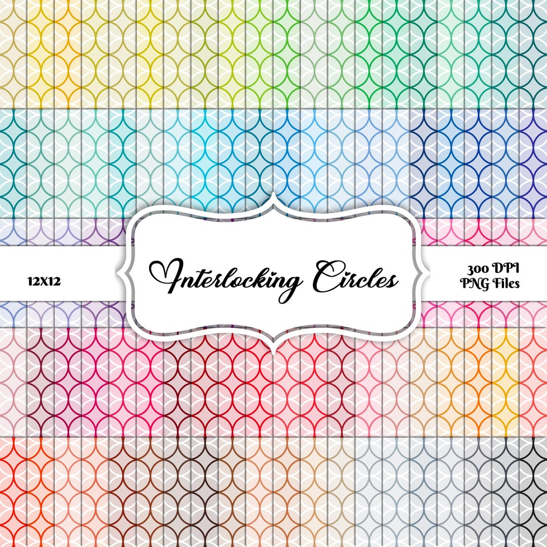 100 Seamless Interlocking Circles Digital Paper Pack: 100 Colors (PNG ...