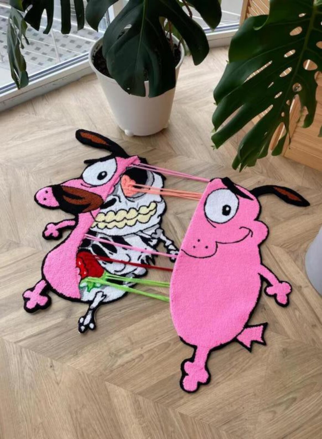 Courage the Cowardly Dog Rug: Handmade Tufted Cartoon Skeleton - Etsy