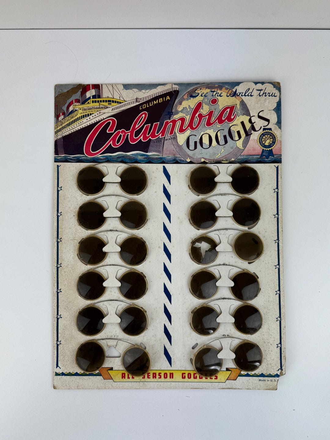 Vintage 1940s Columbia Goggles Display Card – “see the World Thru ...