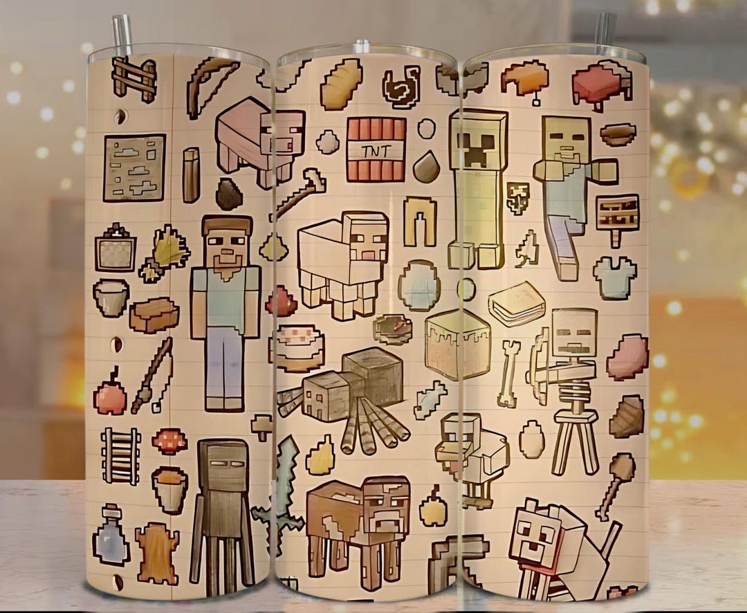 Minecraft Pixel Tumbler Wrap PNG, Gamer Green Block Digital Design ...