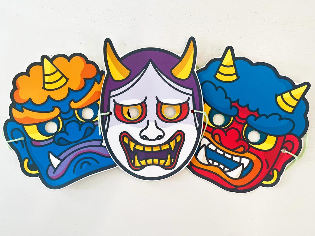 Japanese Setsubun Oni Masks Printable – Kid Craft PDF (aka Oni, Ao Oni, Hannya) - Etsy