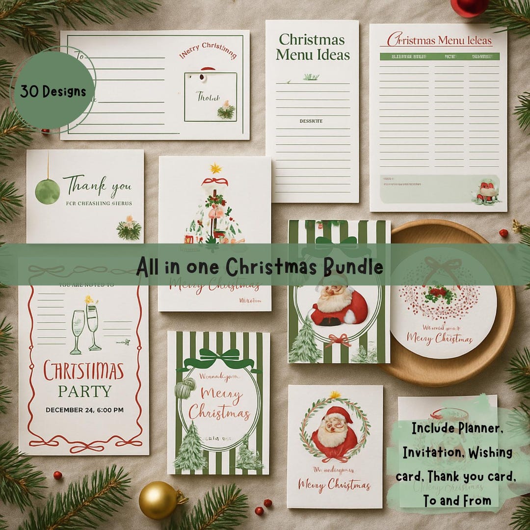 All-in-one Christmas Planner & Printables – Editable Cards, Tags ...