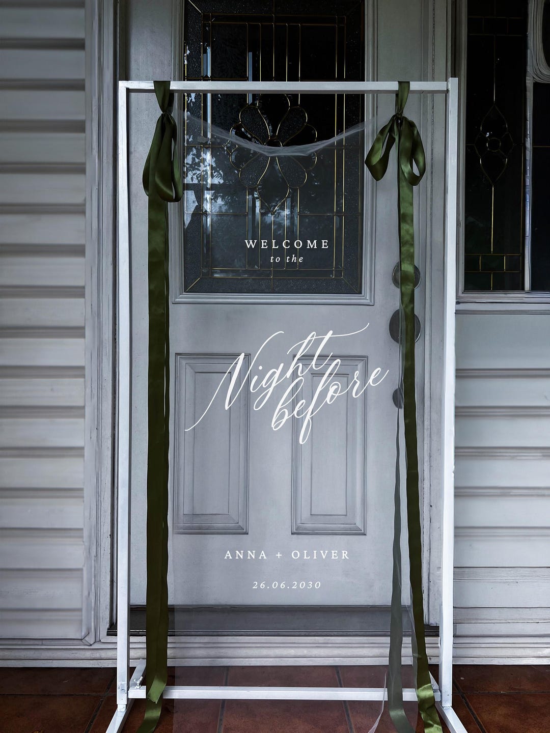 Romantic Transparent Sheer Welcome Sign: the Night Before Rehearsal ...