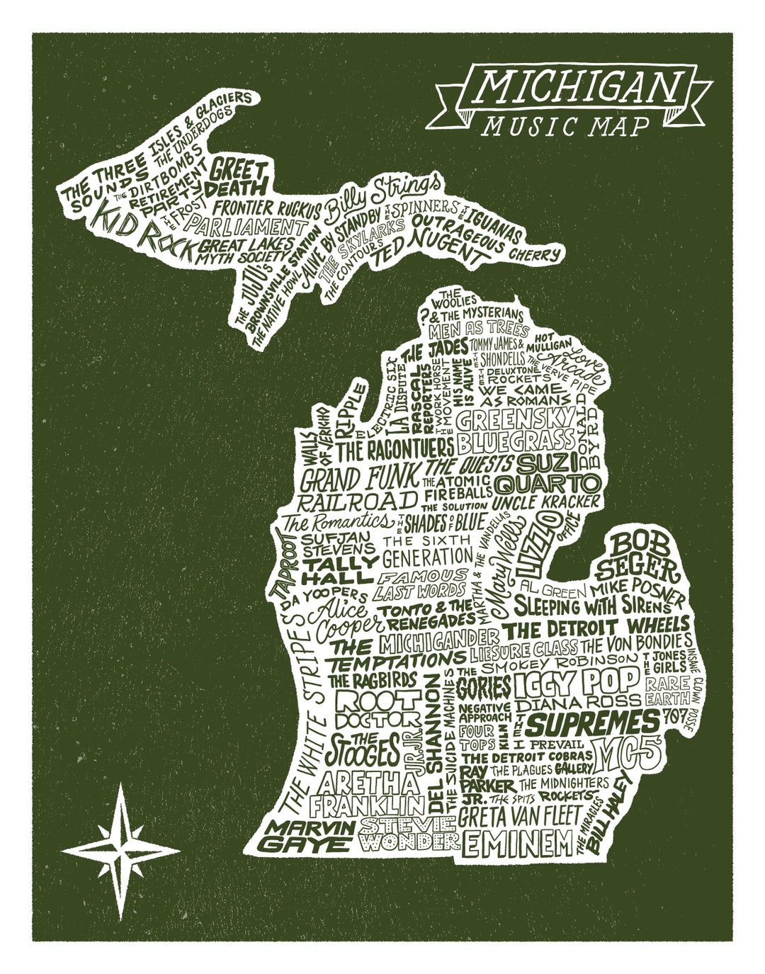 Michigan Music Map - Etsy