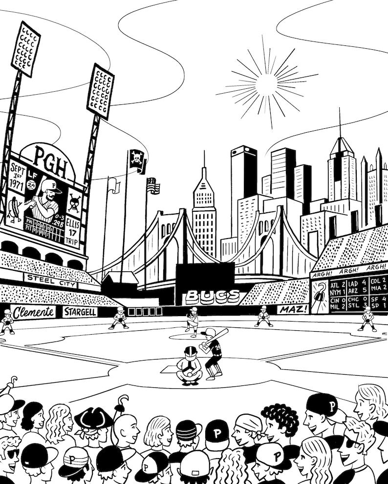 PNC Park Hand-drawn Art Print - Etsy