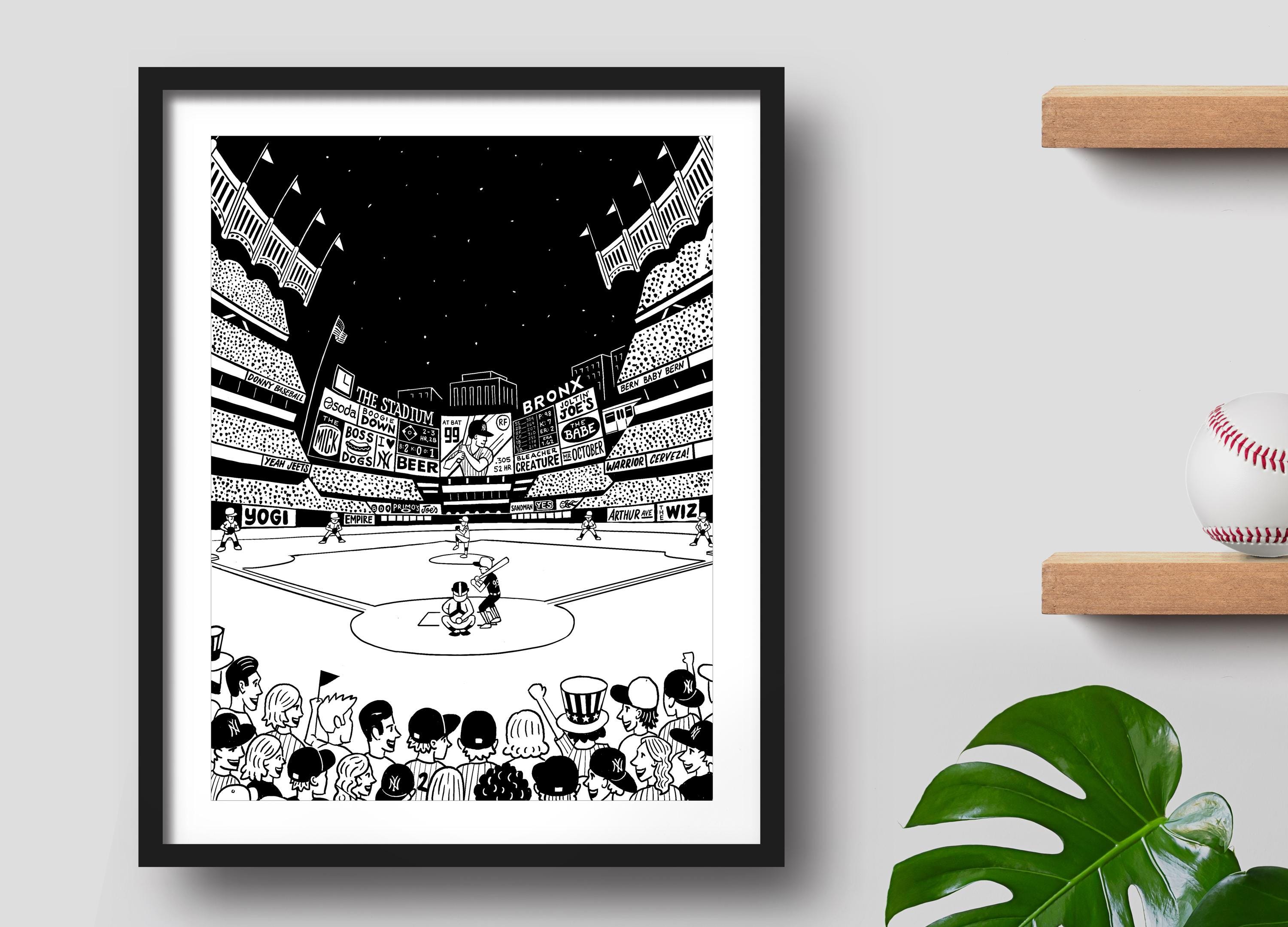 Yankee Stadium Hand-drawn Art Print - Etsy