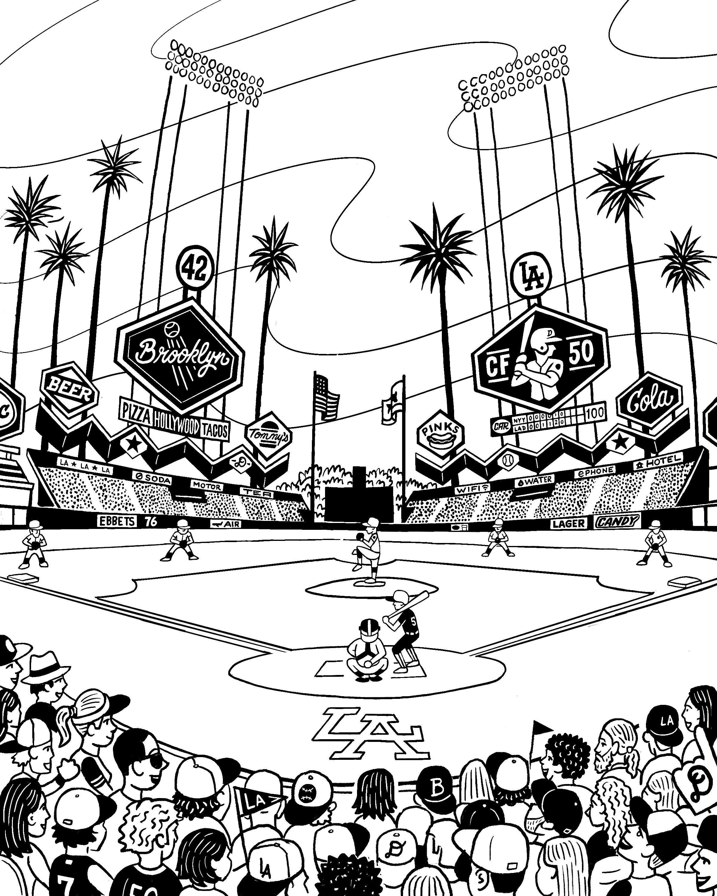 Dodger Stadium Hand-drawn Art Print - Etsy