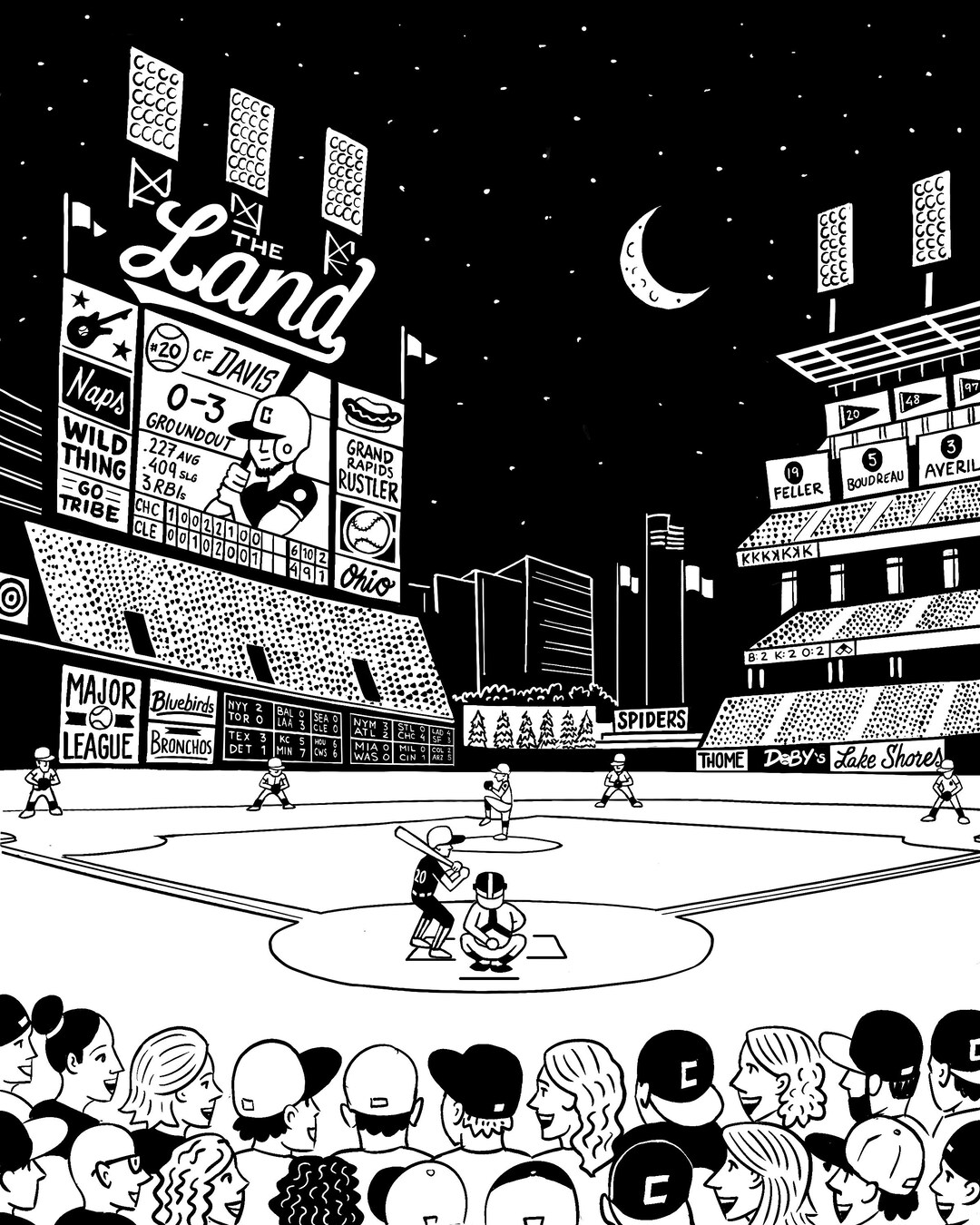 Progressive Field Hand-drawn Art Print - Etsy
